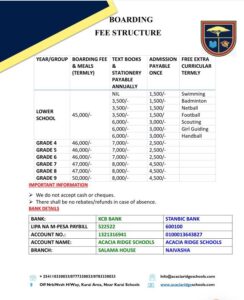 Fee Structure - Acacia Ridge Schools Naivasha - Kindergarten | Primary ...
